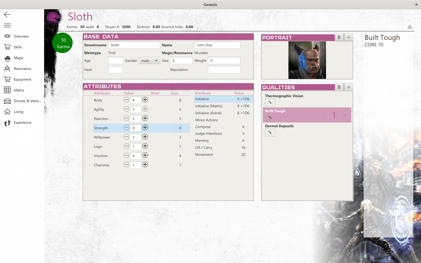 Preview: Shadowrun 6 in Genesis 5 – RPGFramework – A roleplaying toolset
