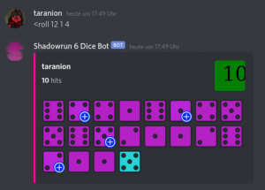 SR6 Dicebot for Discord – RPGFramework – A roleplaying toolset